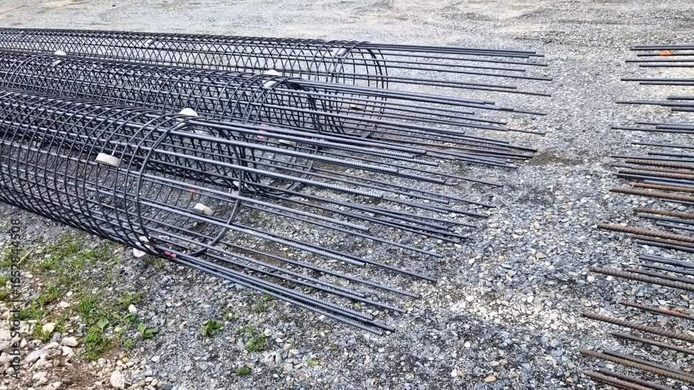 Reinforced concrete steel cylinder rod structure in the foundation grid ...
