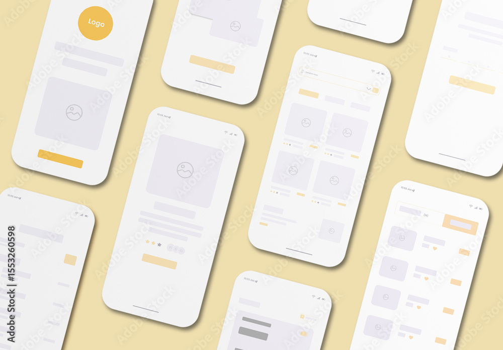 Food Delivery Mobile App Wireframe Stock Template | Adobe Stock