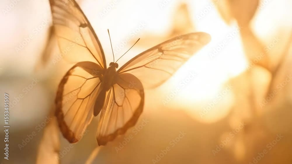 A group of butterflies fluttering their wings gracefully in the golden ...