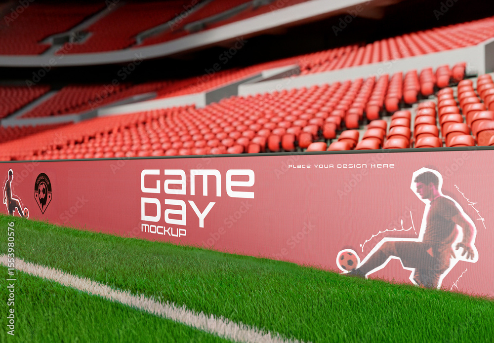 Soccer Stadium Advertising Banner Mockup plantilla de Stock | Adobe Stock
