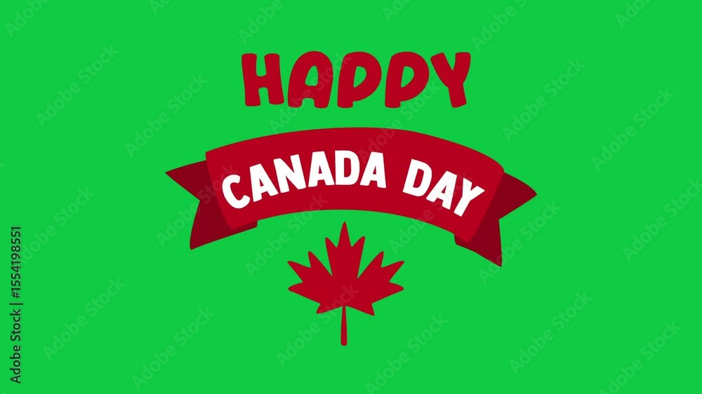 Vidéo Stock Happy Canada Day 2025 Text animation effect with Leaf ...