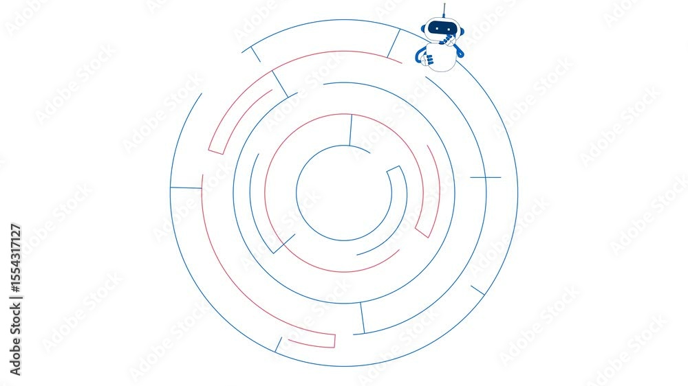Training AI through problem solving 2D animation. LLM finding way out ...