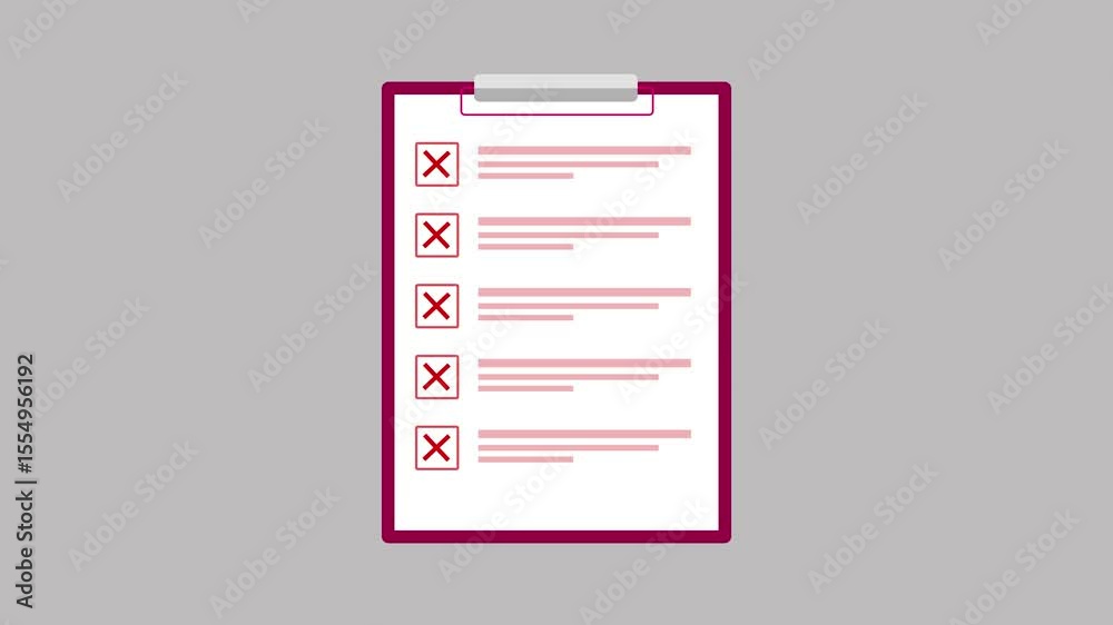 Vidéo Stock Clipboard document paper with a list of cross marks on ...