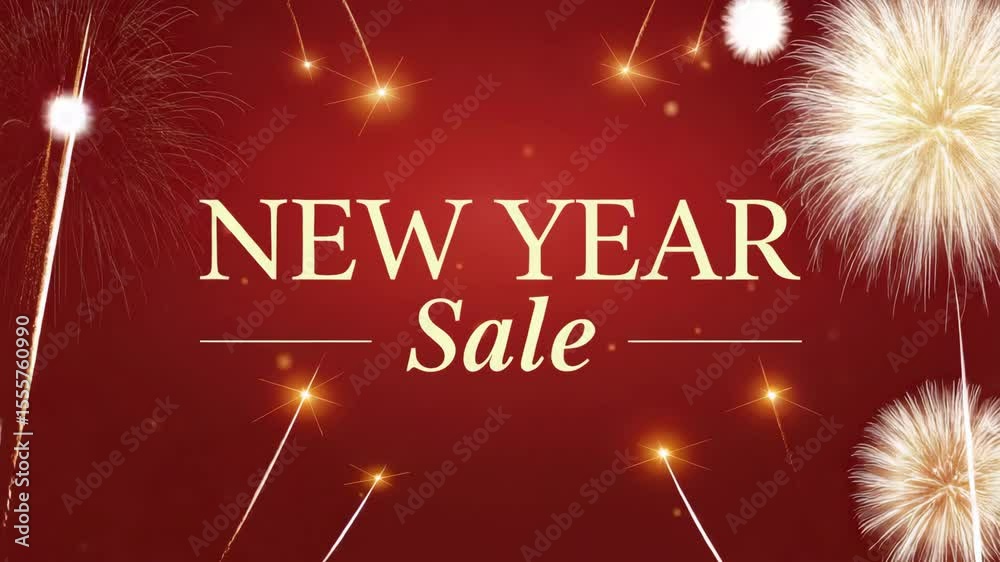 Festive new year sale promotion on red background with fireworks Stock ...