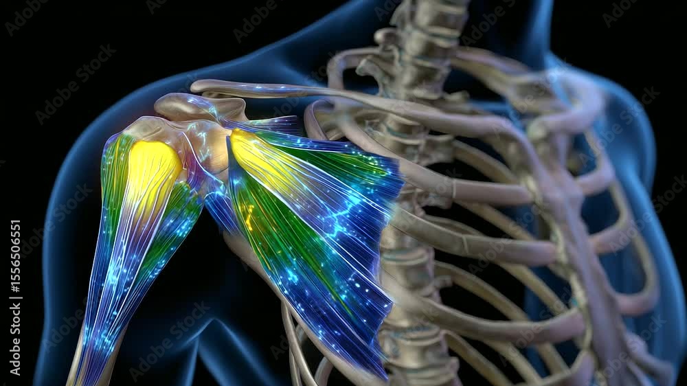Rotator cuff-focused anatomical diagram with emphasis on tendinopathy ...