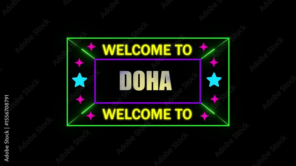 Welcome to DOHA animation.hit effect on a black screen transparent ...