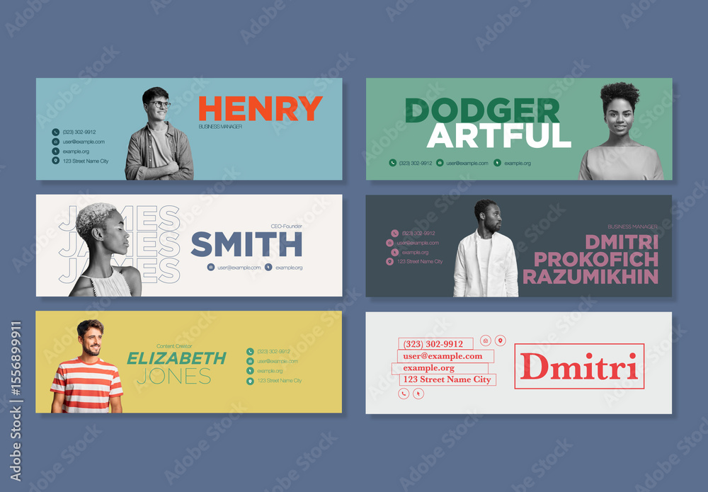 Modern Corporate Email Signature Layouts with User Profiles Stock ...