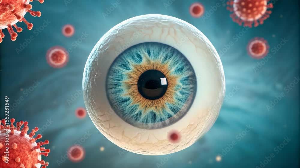 Eye infection concept shows viral disease affecting vision, a health ...