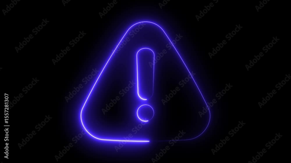 Neon line warning attention animation icon signal alert risk safety ...