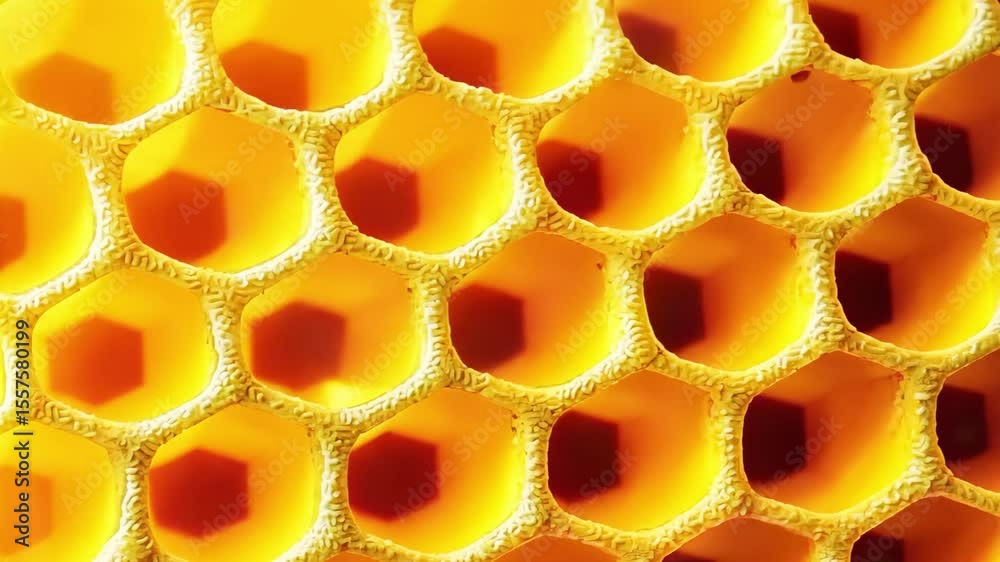 Bright yellow honeycomb pattern on fire. Natural organic cell structure ...