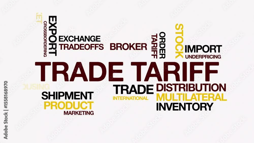trade tariff Animated Tag Word Cloud kinetic typography concept, Text ...