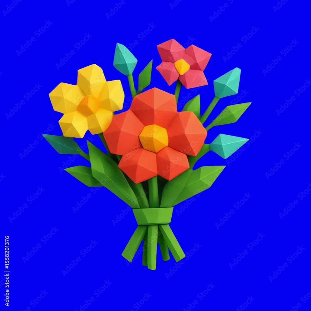 Colorful geometric flower bouquet animation, transparent 4K video ...