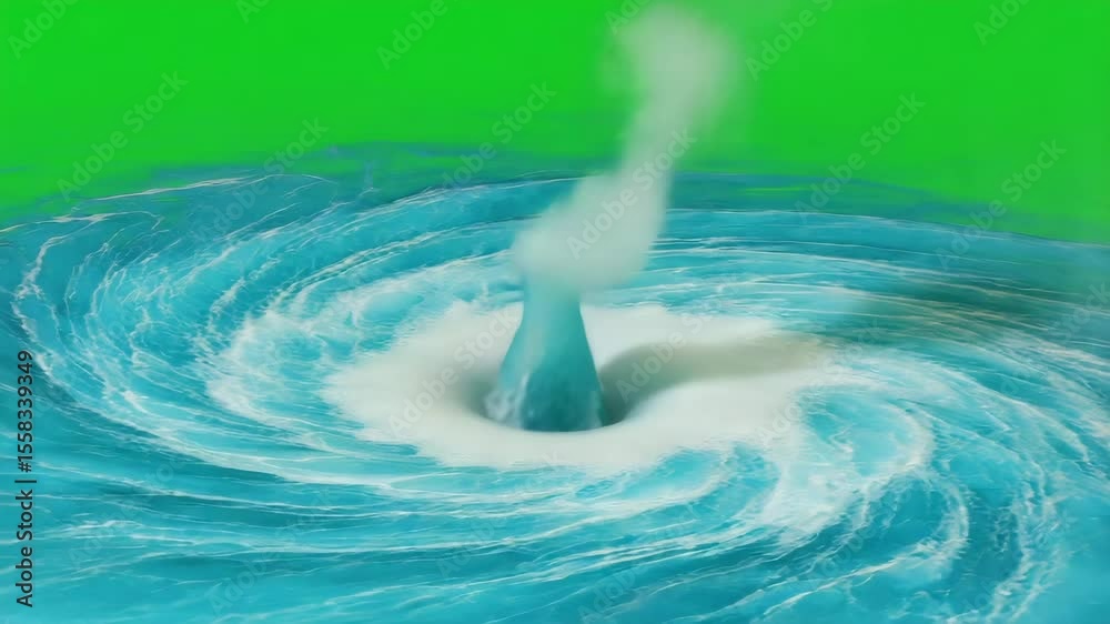 Whirlpool Water Animation on Green Screen Ocean Sea Twister Vortex ...
