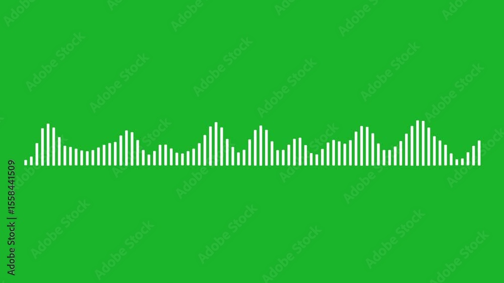 White audio visualizer animation on green screen background. Music ...