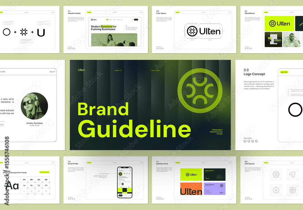 Modelo de Digital Brand Guidelines Presentation with Green Accents do ...