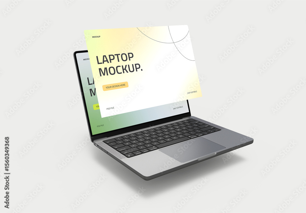 Sleek Laptop Mockup for Presentation Design Stock Template | Adobe Stock