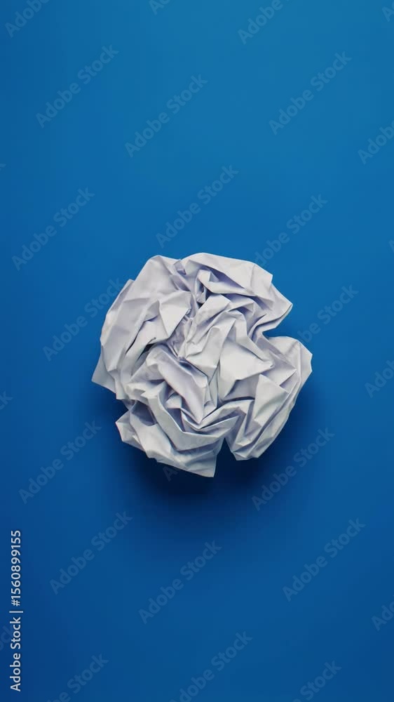 White paper ball expanding and flattening into a smooth square sheet ...