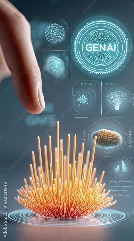 GenAI brainstorming dashboard in corporate workflow environment, hands ...