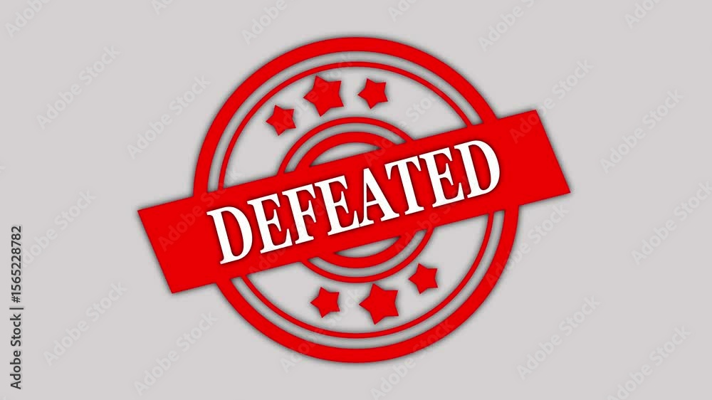 Defeated text stamp rubber icon animation. Defeated rubber stamp seal ...