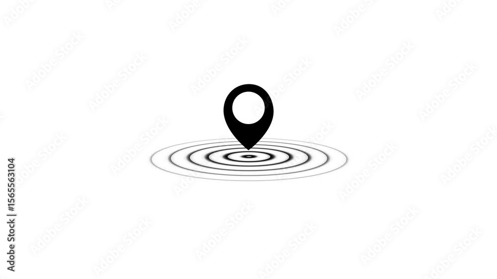 Animated map location icon with radio wave and locator pin point symbol ...