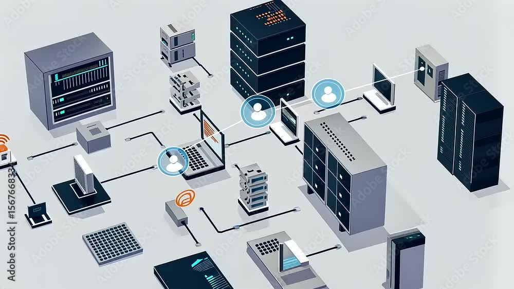 Digital network infrastructure diagram showcasing server connections ...