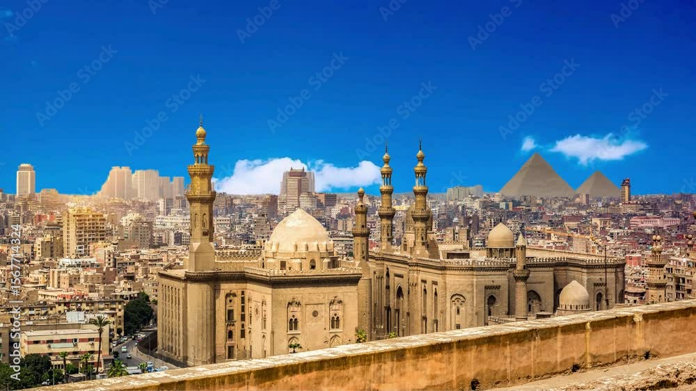 Cairo cityscape panorama: Panoramic cityscape of Cairo with its ...