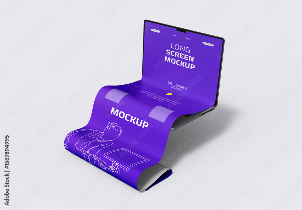 Laptop Long Screen Scroll Mockup Stock Template | Adobe Stock
