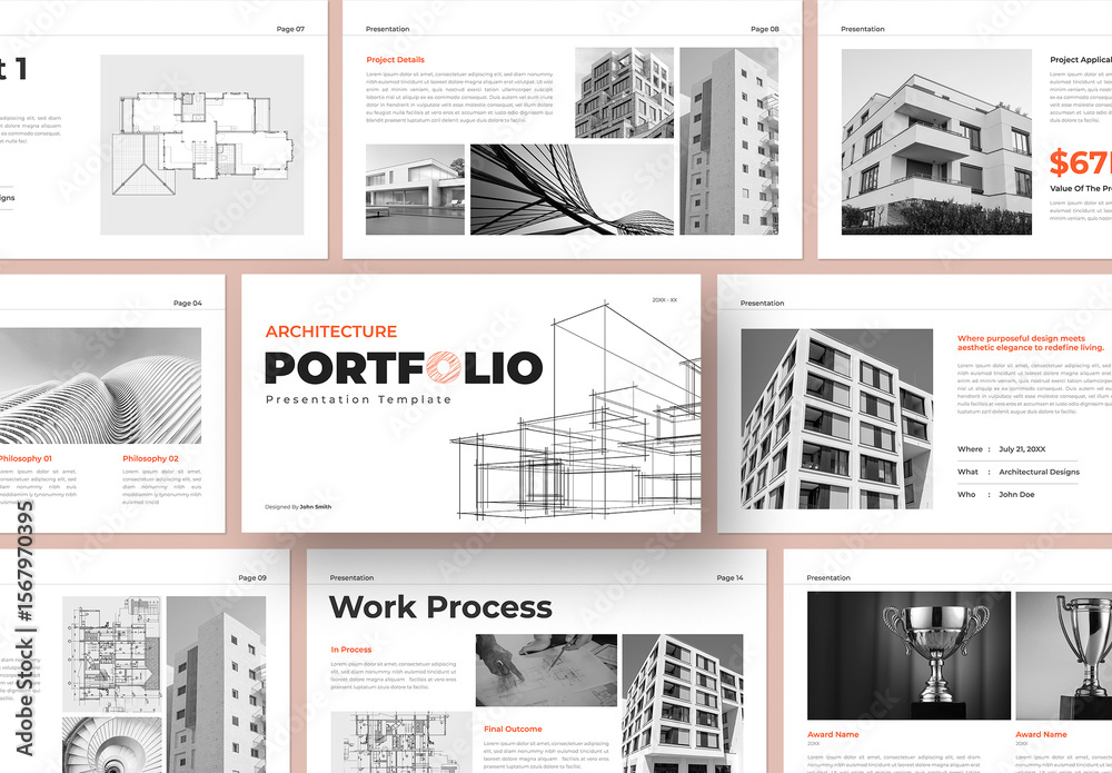 Minimal Architecture Portfolio Presentation Template Stock Template ...