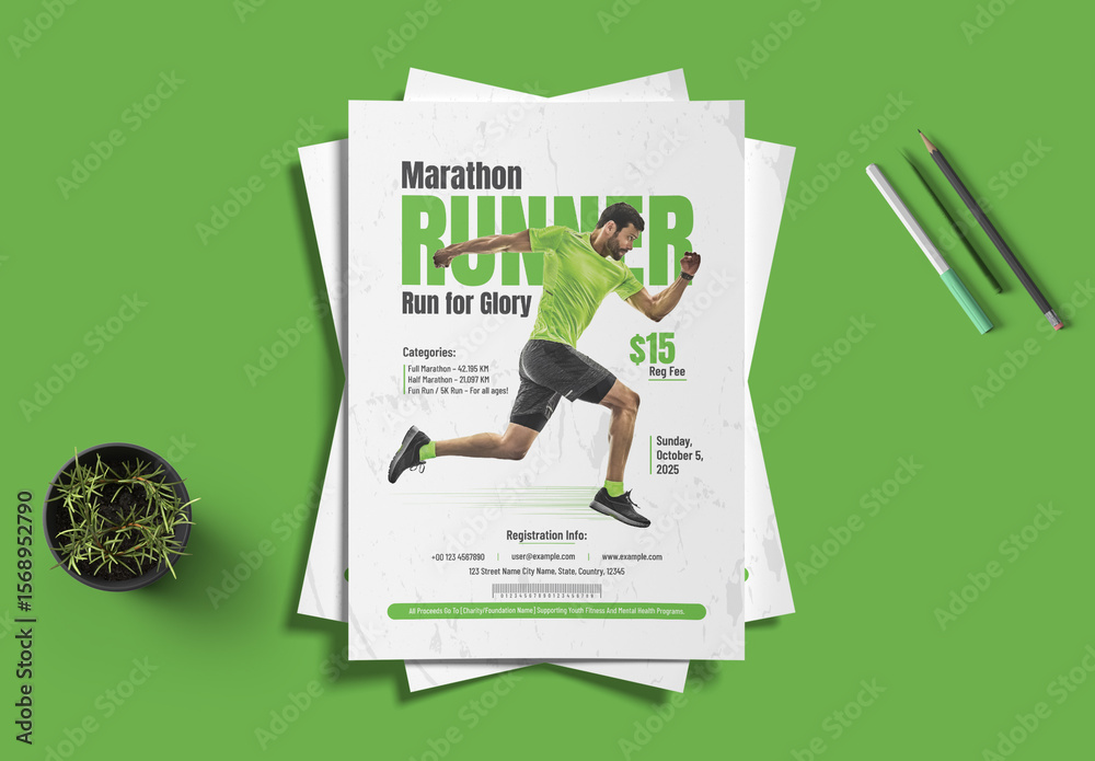 City Marathon Event Flyer Template Stock Template | Adobe Stock