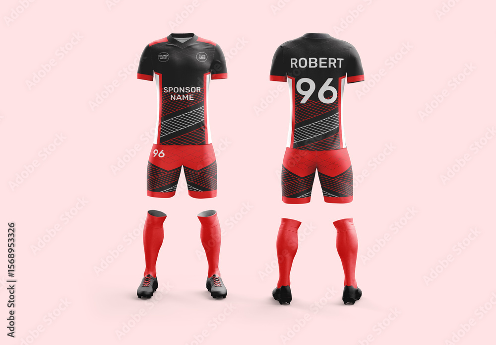Editable Sports Full Jersey Kit Design With Pant Stock Template | Adobe ...
