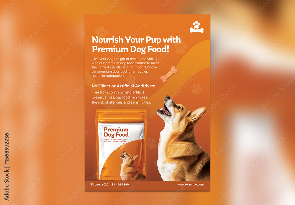 Editable Premium Dog Food Flyer Template – Orange Pet Nutrition Poster ...