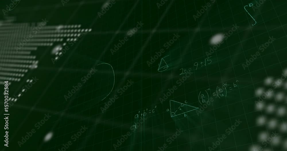 Green grid filling, dotted map fading, code scrolling, scan line initiating math data ...