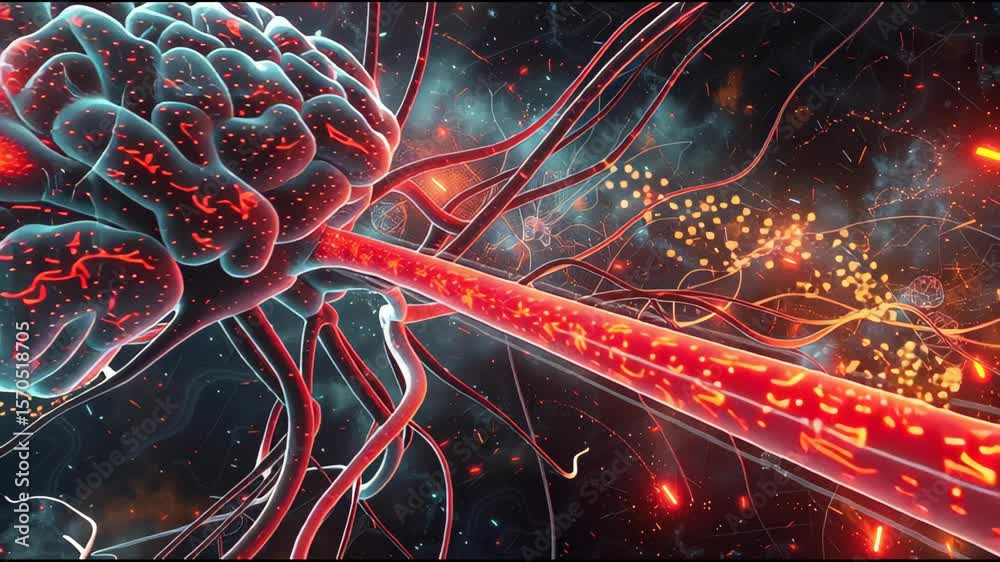 Interactive digital model showcasing intricate nervous system anatomy, highlighting dynamic ...