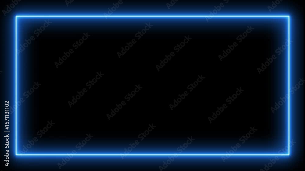 Flickering Light laser glowing neon frame blue color, isolated on black ...