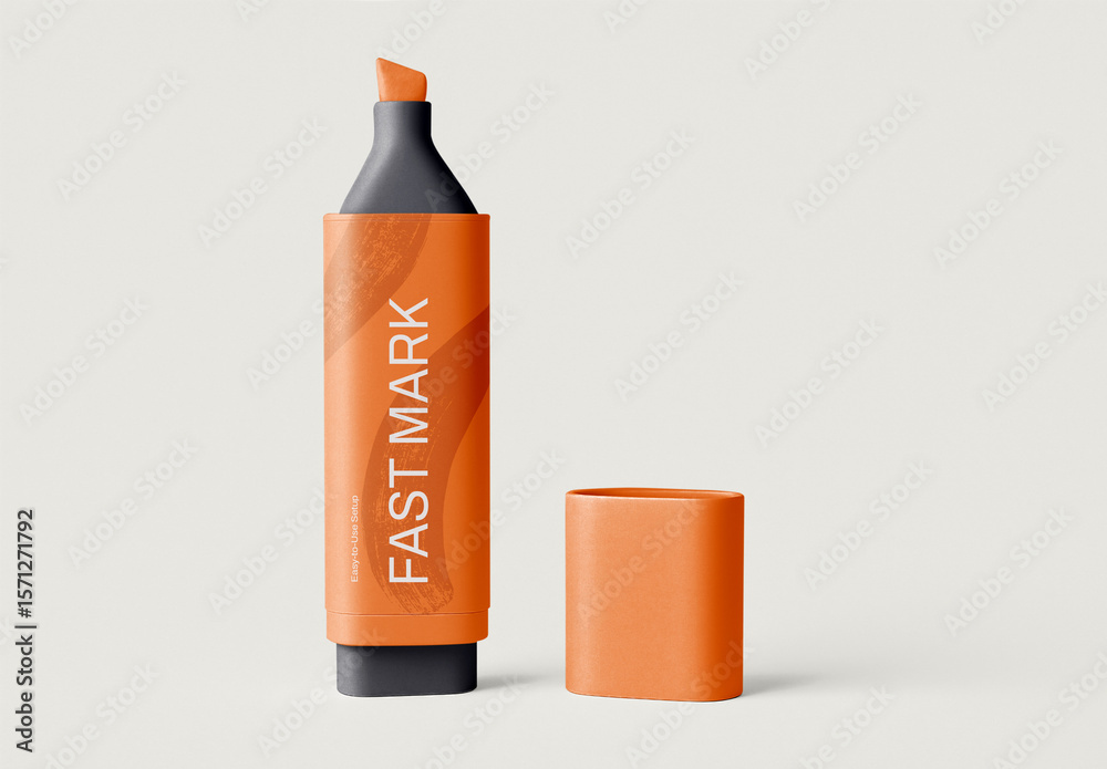 Highlighter Marker Mockup – Realistic Open Cap Layout for Stationery ...