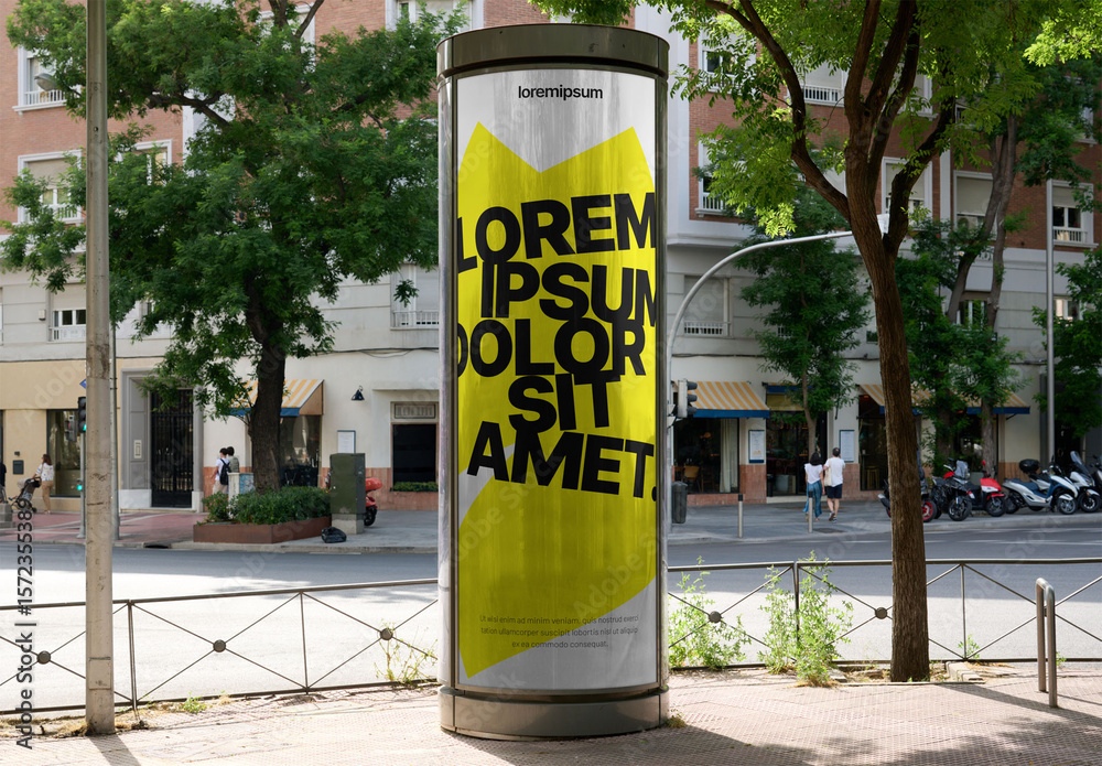 Blank advertising pillar mockup for OOH campaign, showcasing ...