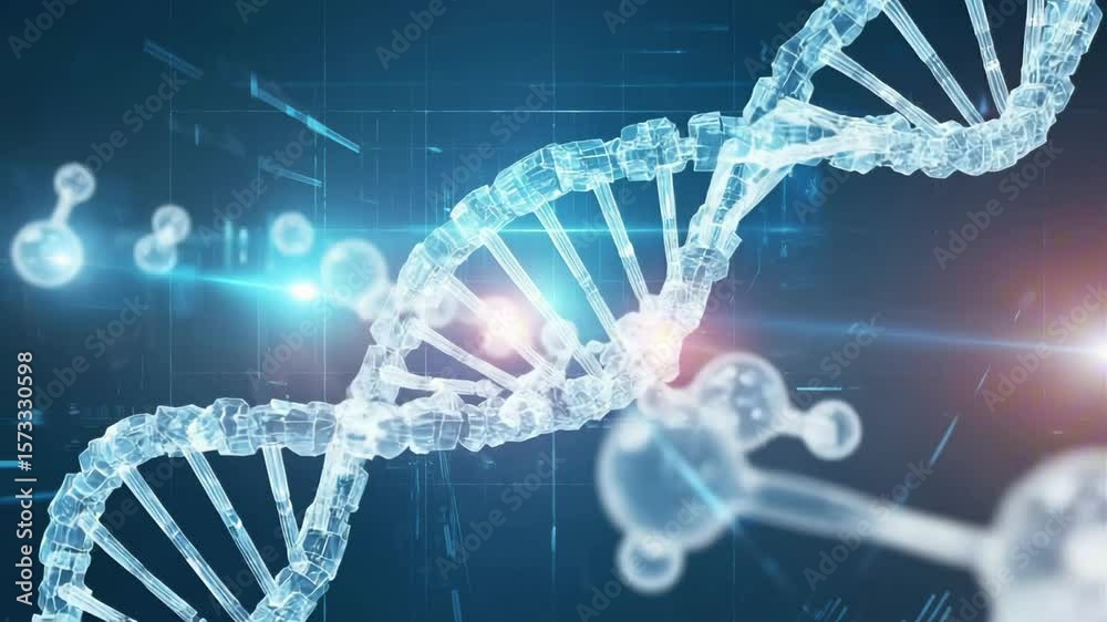 A highly detailed double helix rotating in a sterile environment ...