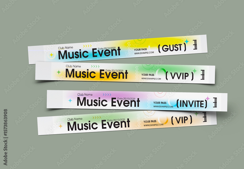 Music Event Ticket Wristband Template for Event Access, Festival ...