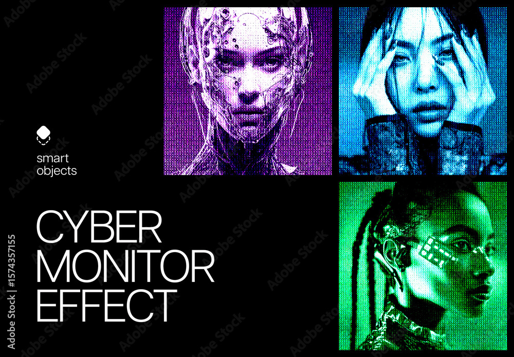 CRT Monitor Photo Effect Mockup Stock Template | Adobe Stock