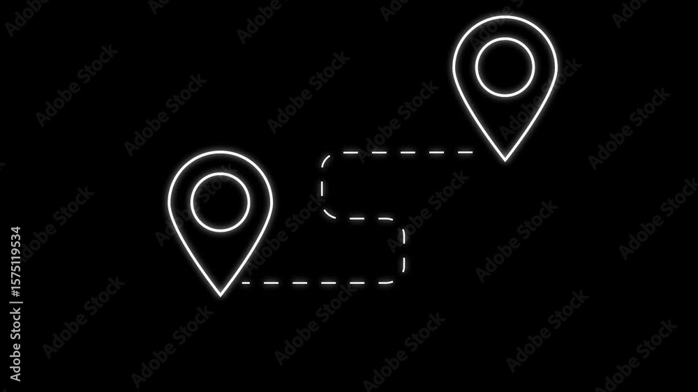 Animated destination, path, and route icon showing map, location pin ...