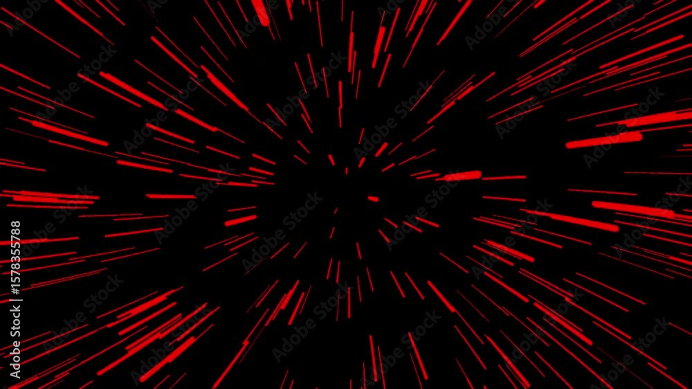 Seamless loopable 4K animation of red starlight streaks flying through ...