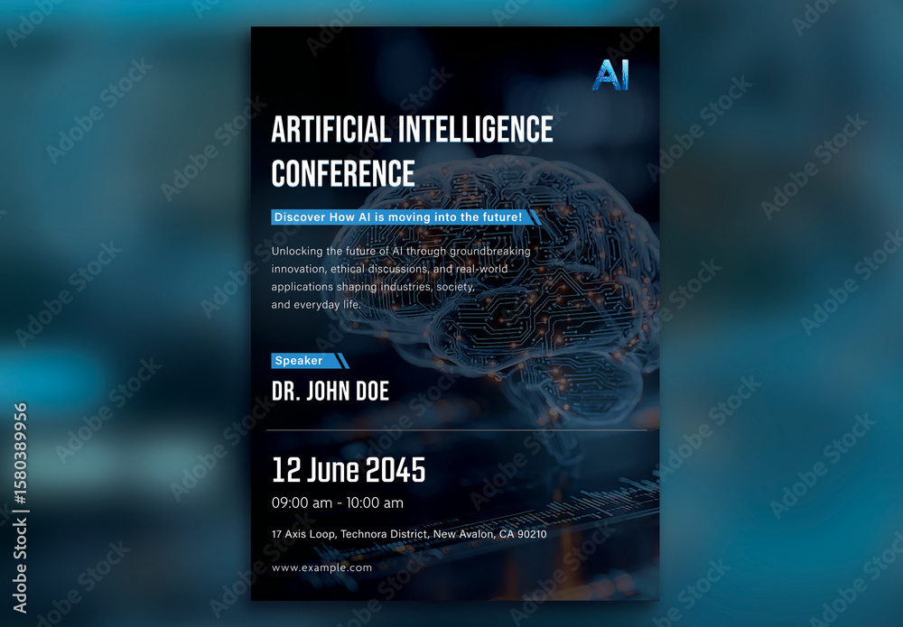 Editable Artificial Intelligence Conference Flyer Template – Futuristic ...