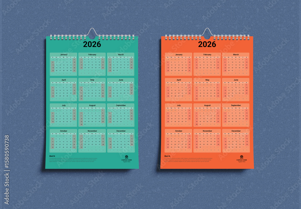 Colorful 2026 Calendar Template Stock Template | Adobe Stock