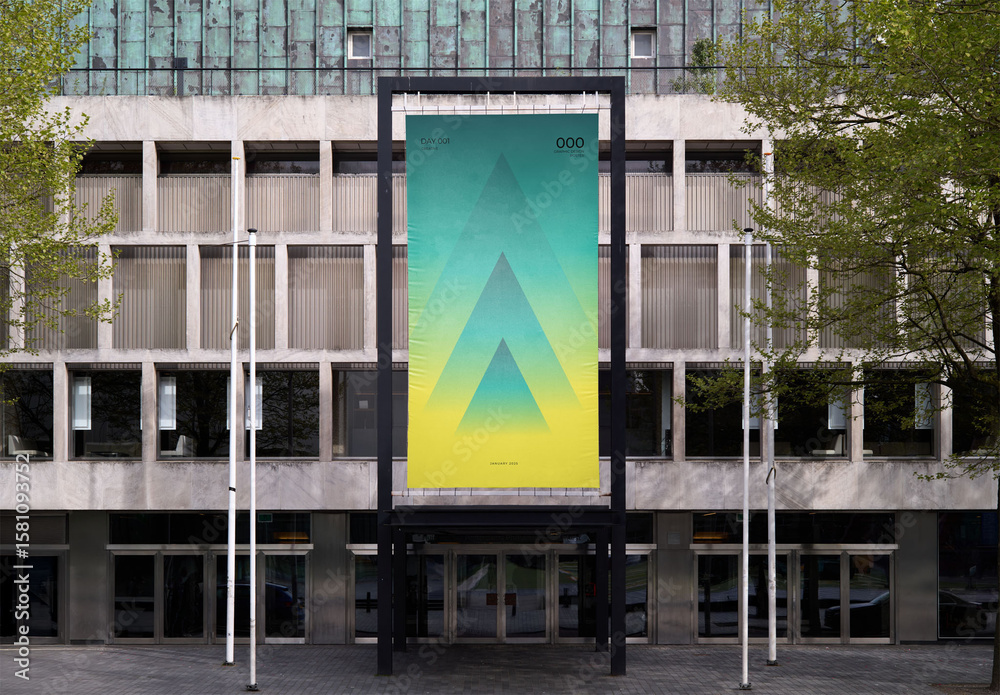 Mockup Of Vertical Customizable Poster By Building Stock Template ...