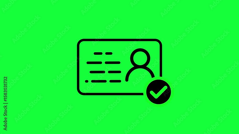 NID card and check mark icon animation, profile verify icon with check ...
