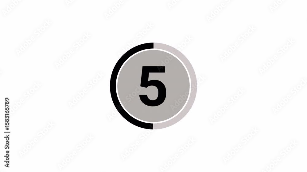 Ten seconds countdown timer animation from 10 to 0 second on ...