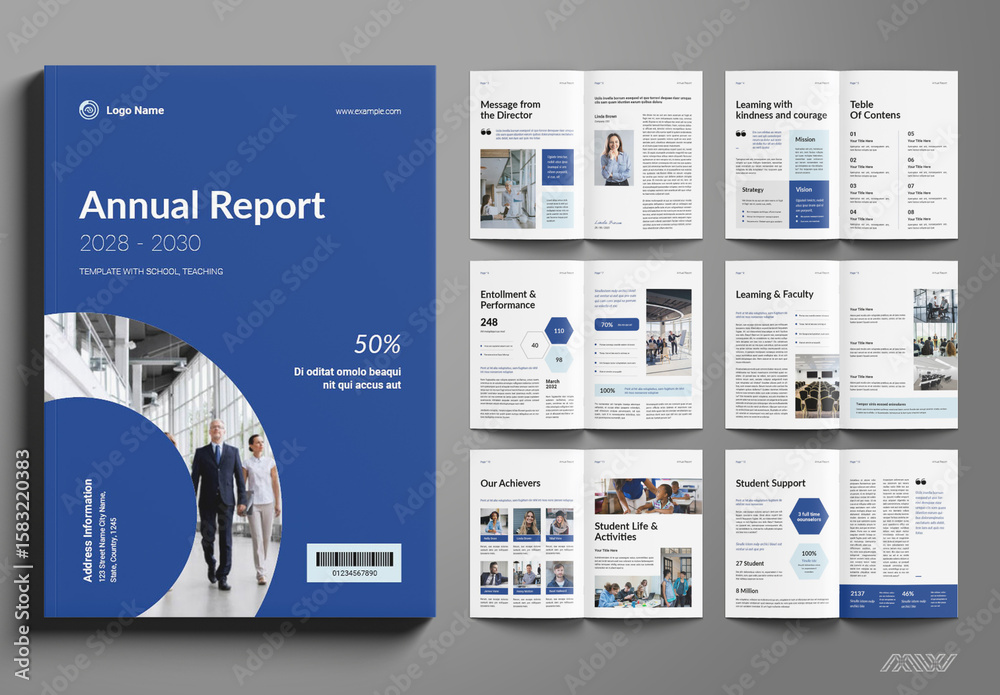 Annual Report Template with School Stock Template | Adobe Stock