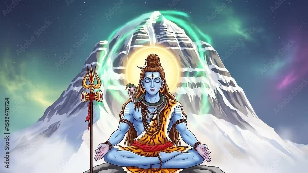 Lord Shiva in Meditation on Mount Kailash Hindu Deity Spiritual Art ...
