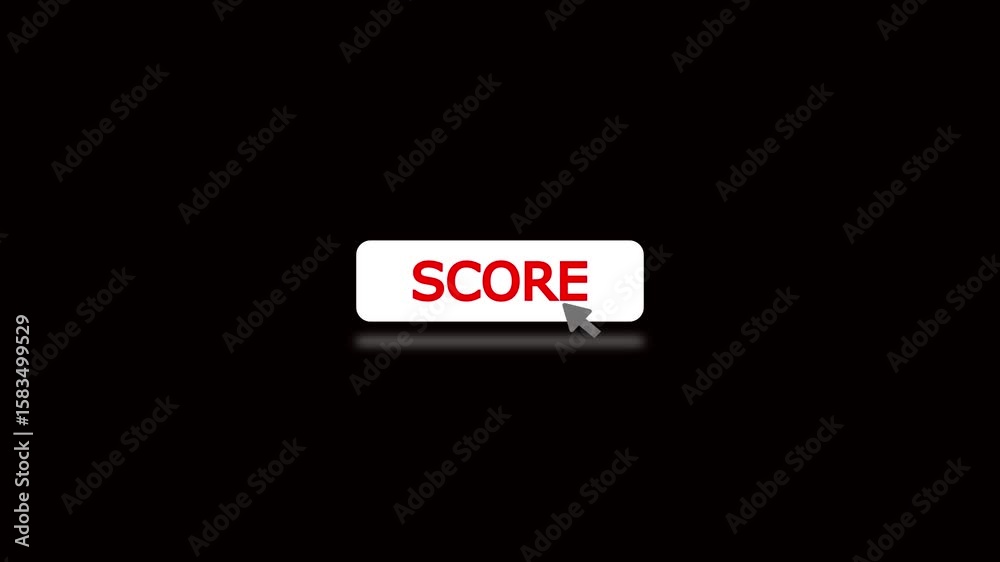 Cursor click score button animation on black background.Cursor click ...