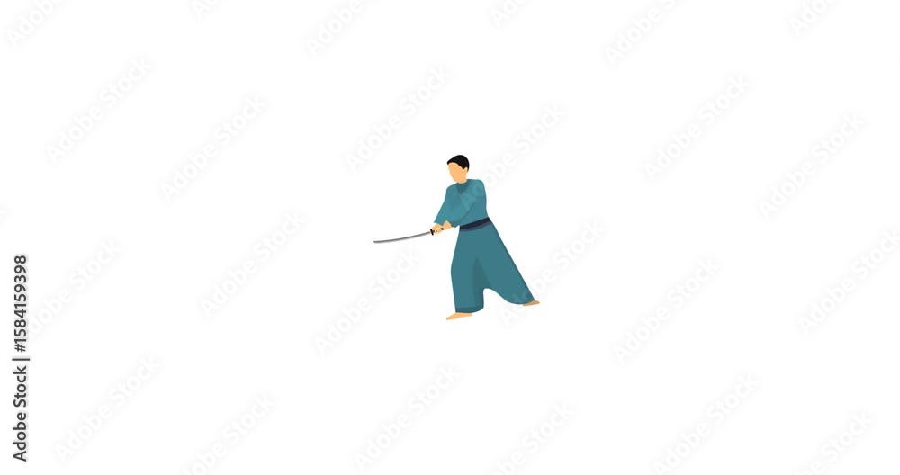 Animated icon of Iaido, the traditional Japanese martial art of sword ...